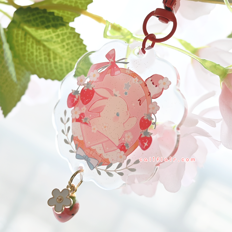 Strawberry Bunny Acrylic Charm – Califlair